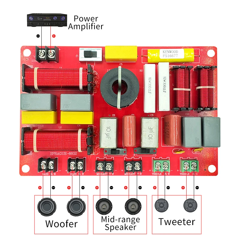 500W Speaker Passive Crossover 6 Way High Low Audio Network