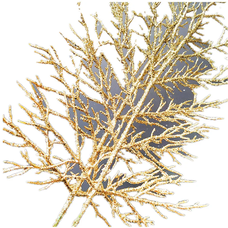 Christmas Gold Leaf Festival Decoration Fake Leaf Simulation Plant ...