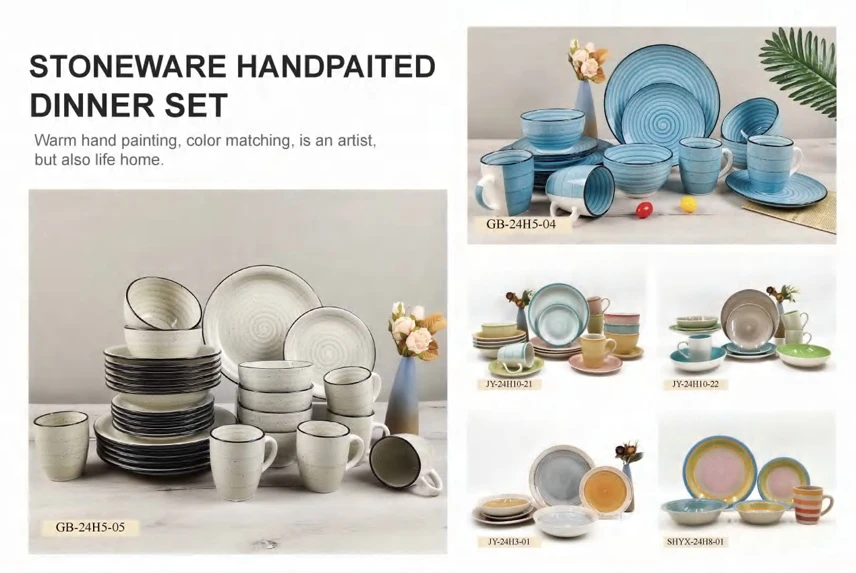 16 Piece Stackable Ceramic Dinnerware Set for Small Kitchens