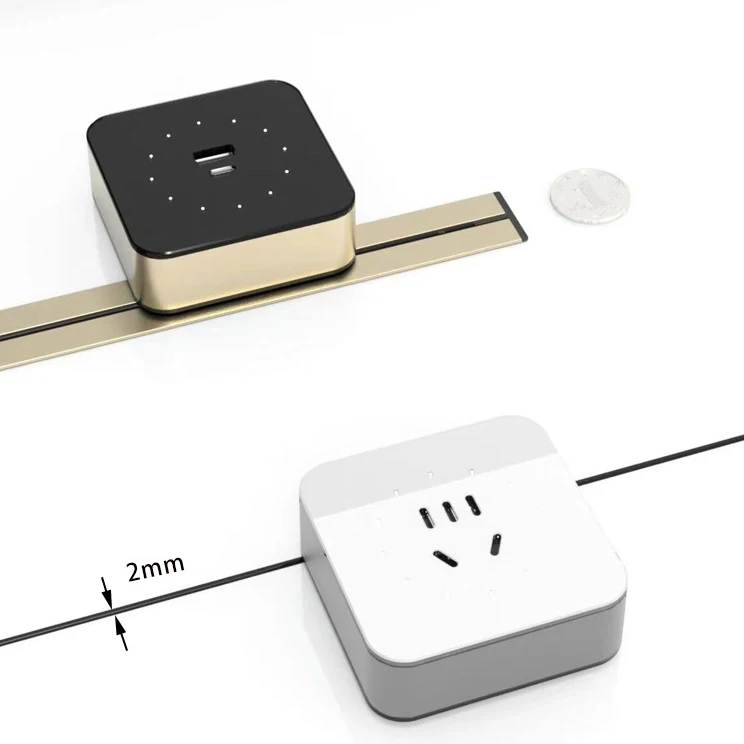 Sliding Hidden Intabletop Power Desk Track with Outlets