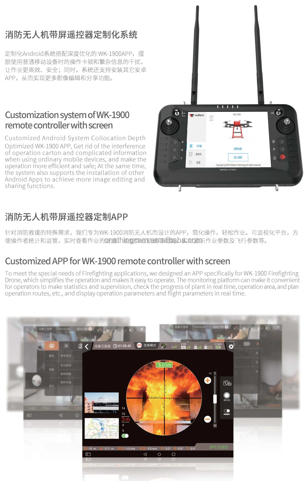 50kgs Class Fire Uav Fire Fighting Drone With Tethered Pipe Fire Bomb ...