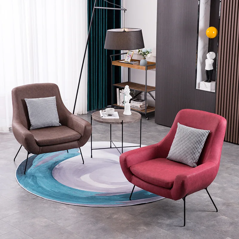 Modern Design Luxury Upholstered Reading Chair Gold Metal Legs Living ...