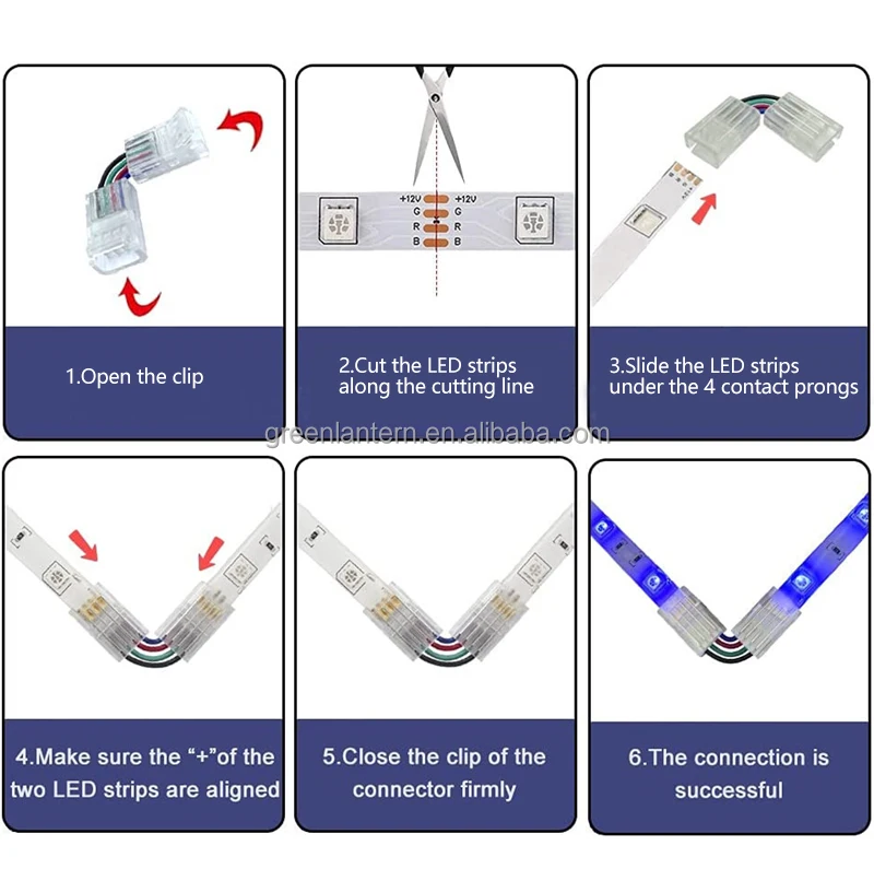 2/3/4/5/6 Pin Led Connector 8/10/12mm L-shape Adjustable Right Angle ...