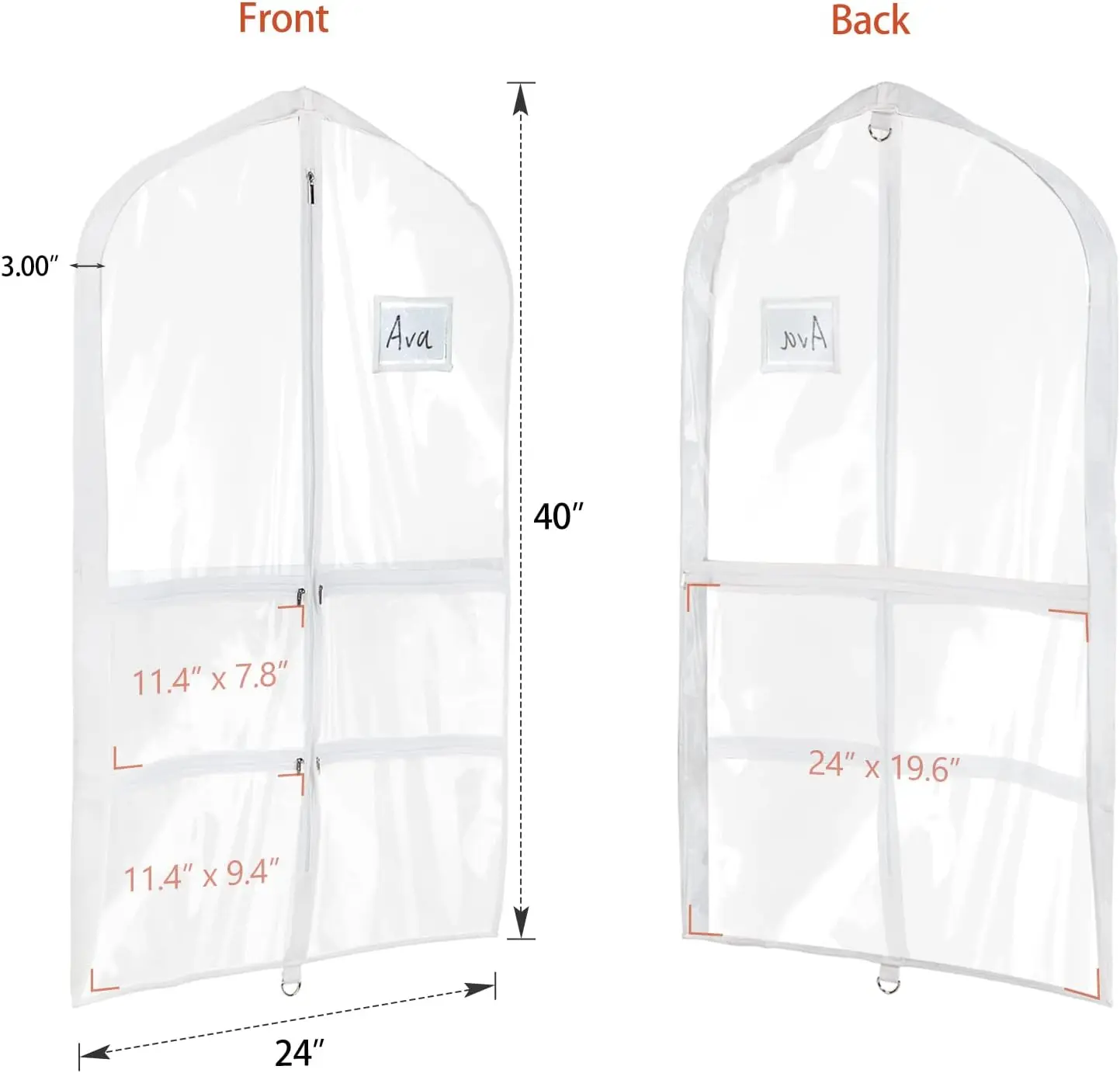 Clear PVC Dance Costume Bags Garment Bag 40 Inch for Dance Competitions ...
