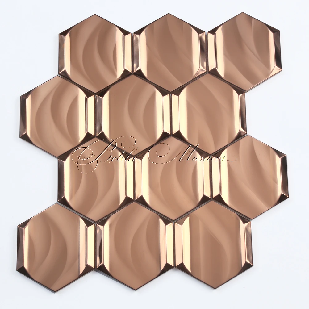 Magnificent Modern Hexagon Mosaic Wall Tile Raised Surface Metal ...