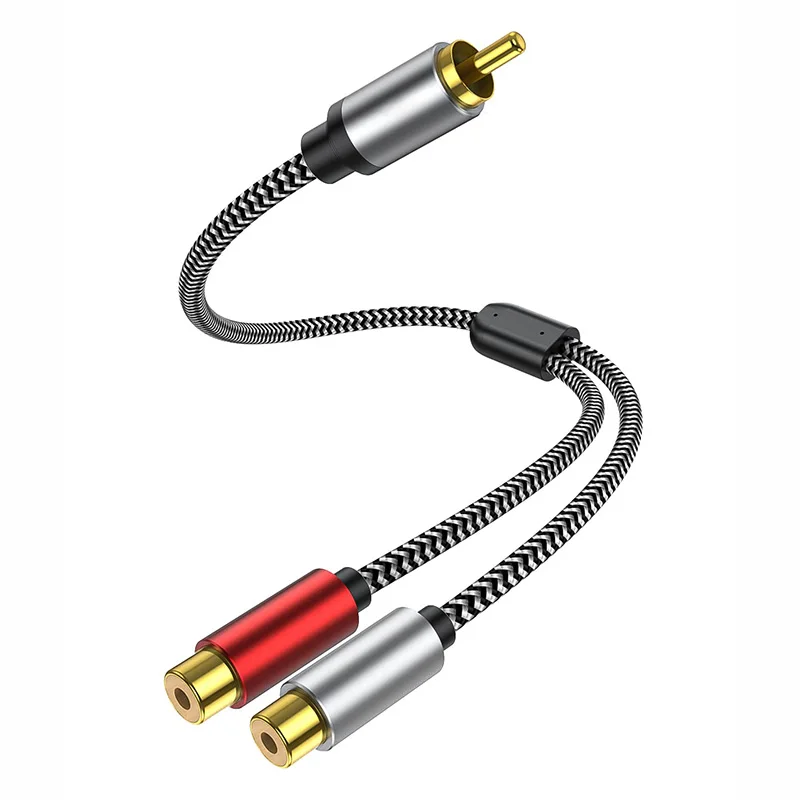 RCA Y Splitter Cable - 1 Male to 2 Female Stereo Adapter