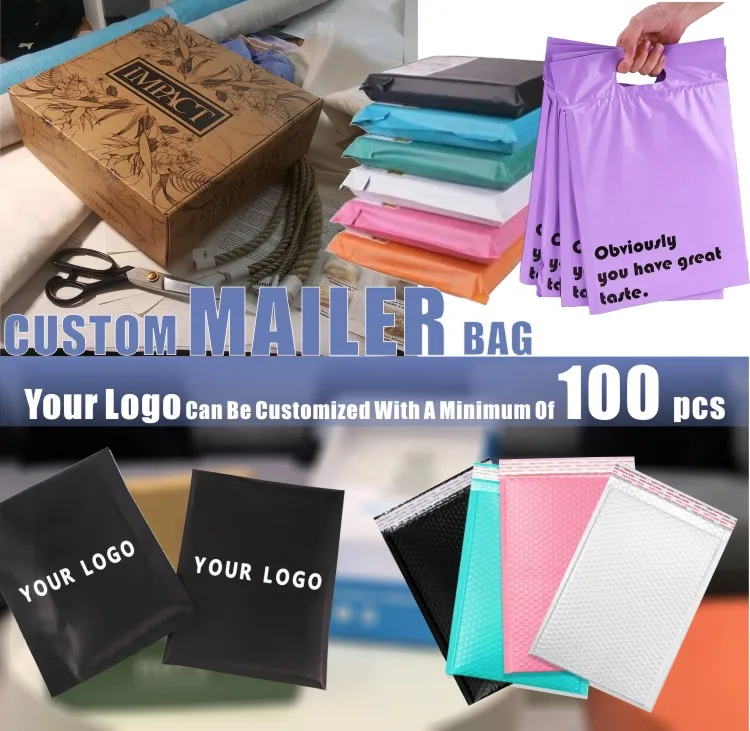 Custom Biodegradable White Purple Pink Holographic Poly Mailing ...