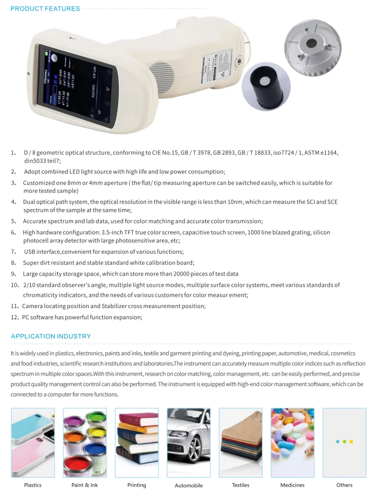 Ts7600 Grating Spectrophotometer For Sci And Sce Reflectance Data Of ...