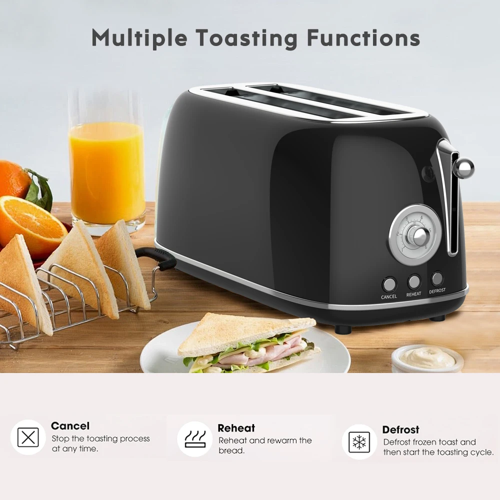 New Toaster Long 4 Slice Retro Bread Toaster Sandwich Torradeira Pop up ...