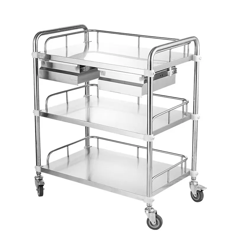Stainless Steel Medical Trolley With Drawers Assemble Treatment Cart ...