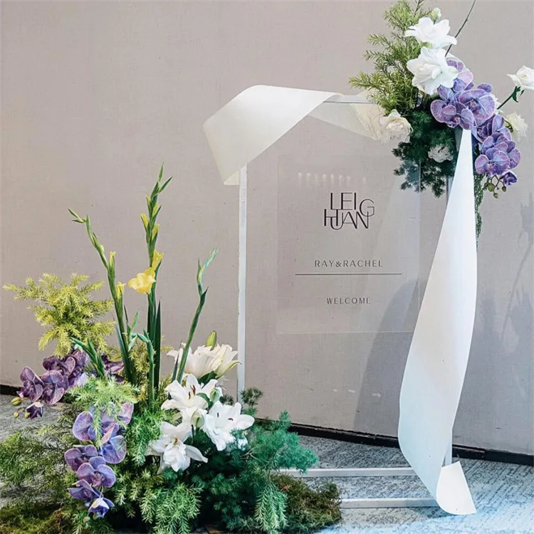 Elegant Wedding Welcome Stand With Floral Arrangement Decorative ...