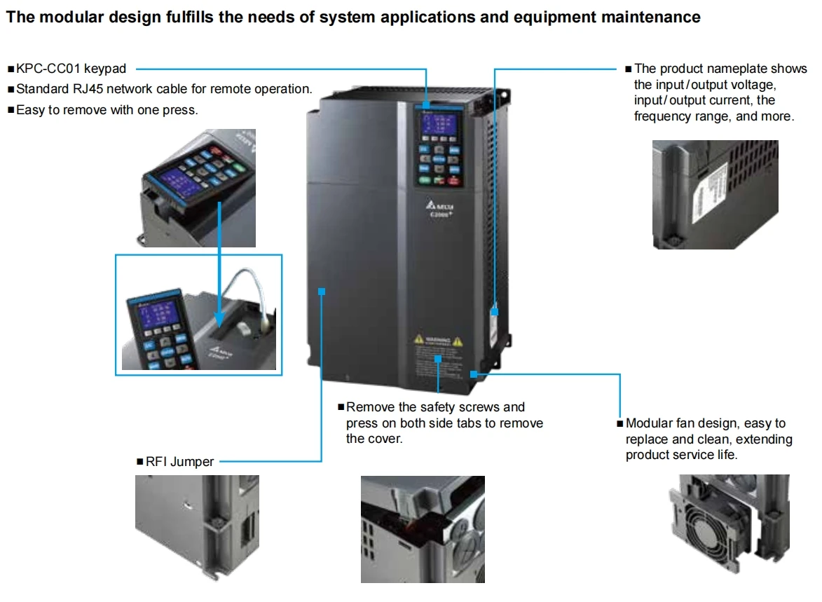 Delta Vector Control Inverter C2000 Plus Series Three Phase 460v 18.5kw ...