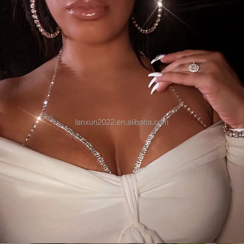New Arrivals Crystal Sexy Bra Chest Chain Shinning Rhinestone Beach
