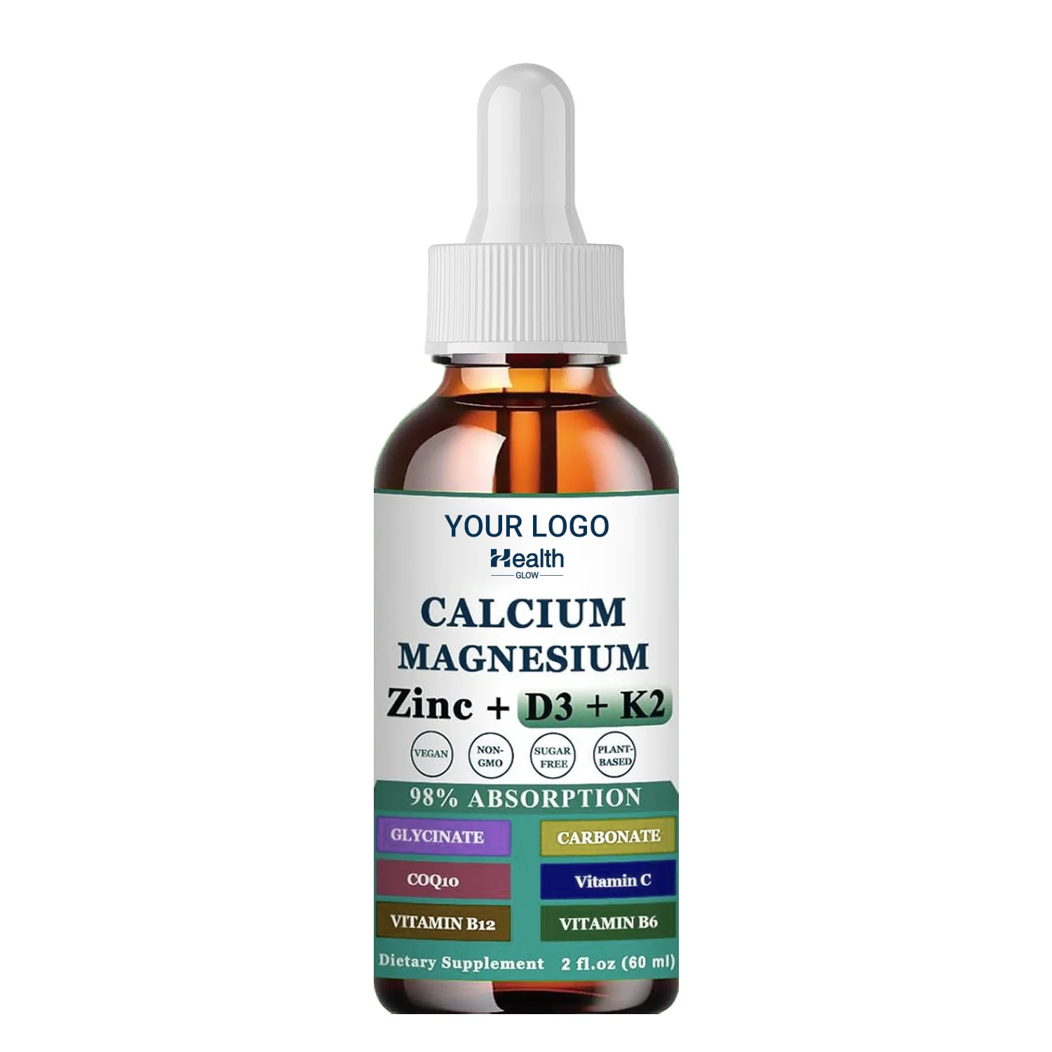 D3+K2 Liquid Drops with Calcium Magnesium Zinc Health Supplements ...