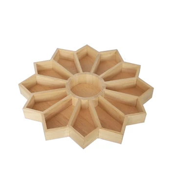 Bamboo Wood Divider Snack Serving Trays Multifunction Wooden Sorting ...