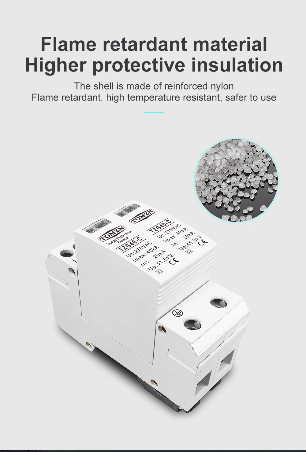 TOMZN AC SPD 4P 3P+N 36mm 20KA-40KA 275V Surge Protector
