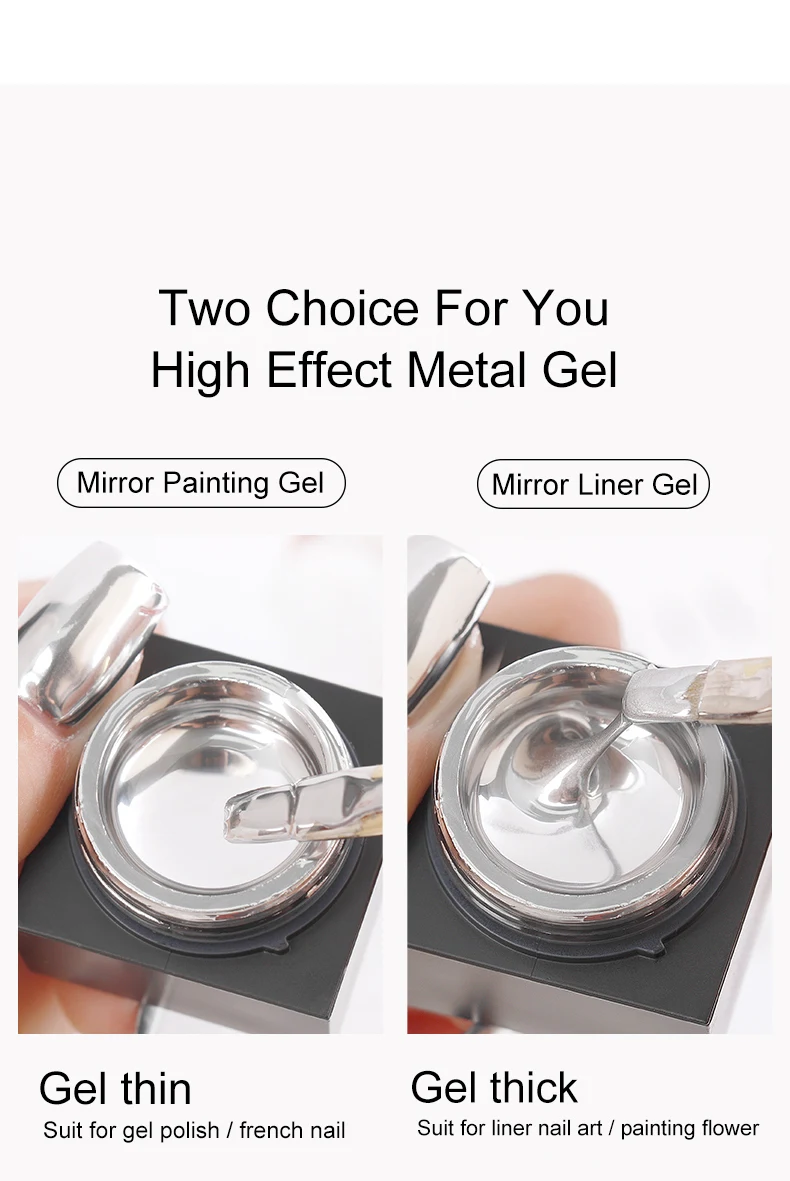 As Metal Chrome Effect Platinum Gel Liner Nail Art 8ml Soak Off Uv Led ...