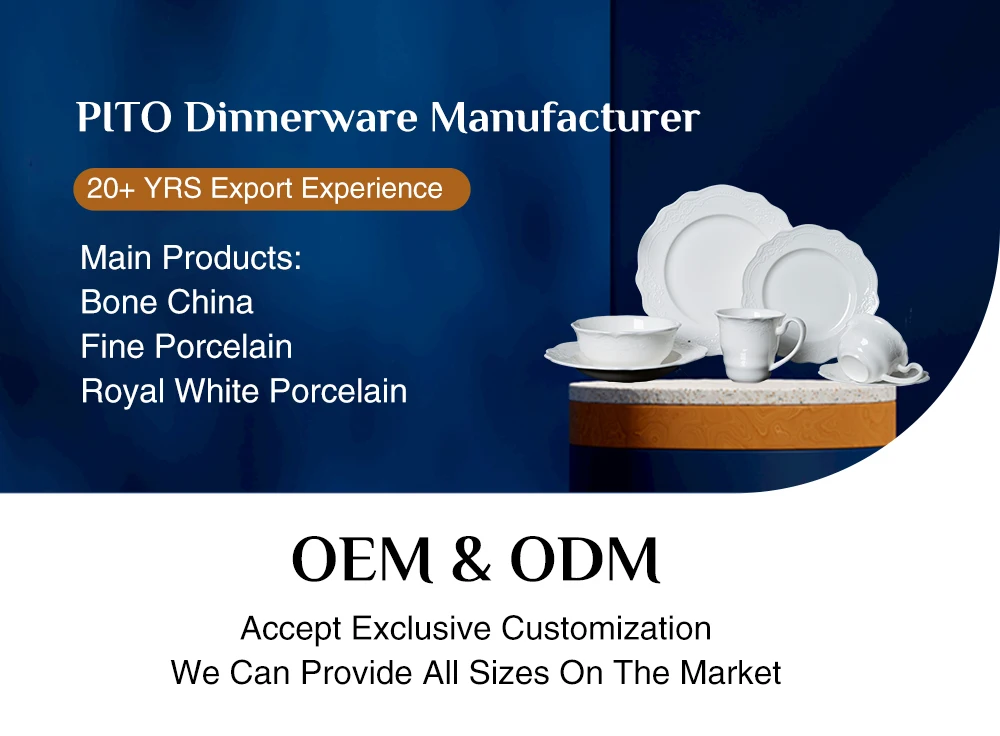 PITO Royal Ware - Premium White Porcelain Dinner Plates