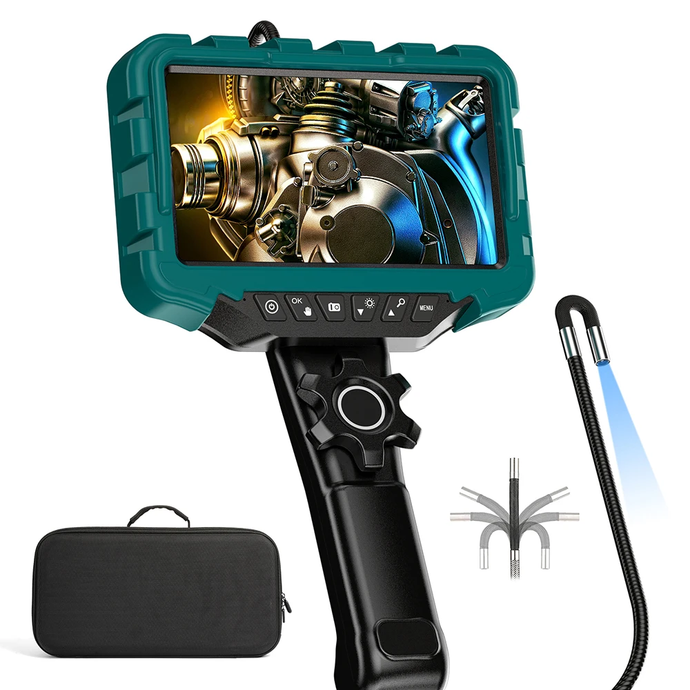 180 Articulating Borescope With 7" Inches Monitor Mechanics Inspection Camera 2-Way Articulation ...