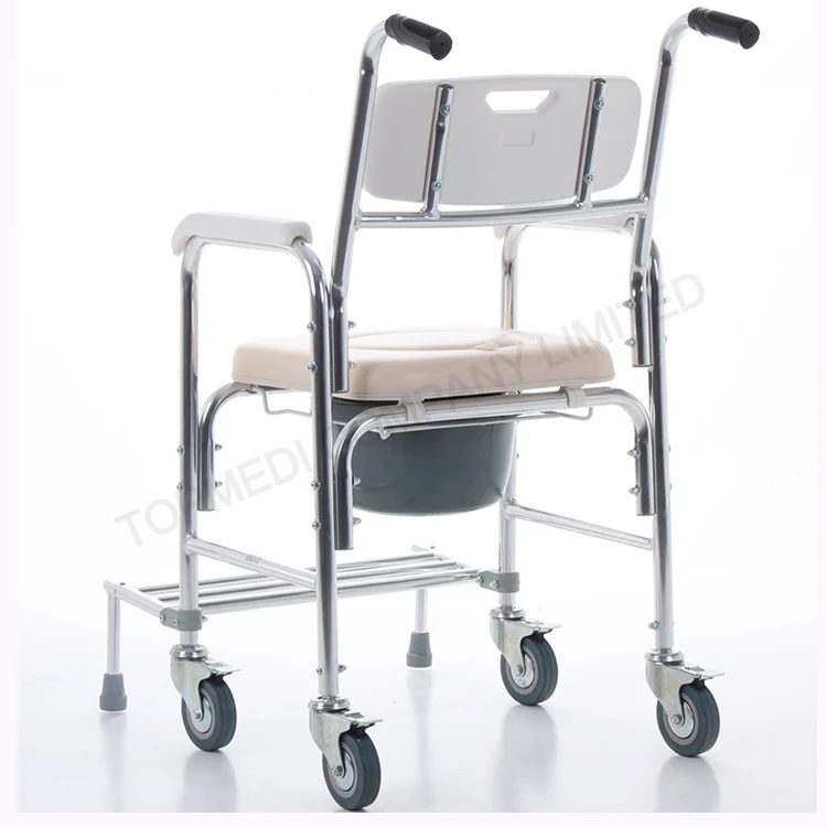 Handicap Accessible Toilet Transport Chair Bedside Commode With Wheel ...
