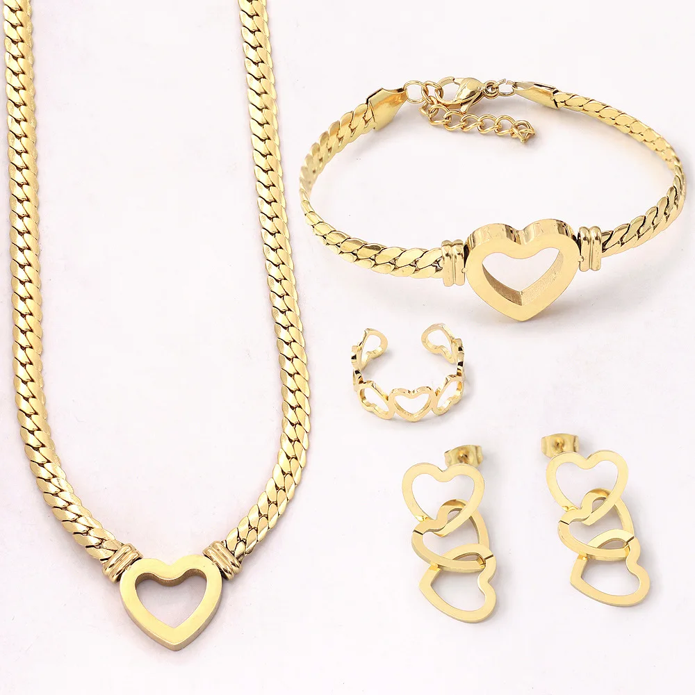 Custom Women 18K Gold Plated Designer Jewelry Set Luxury Waterproof ...
