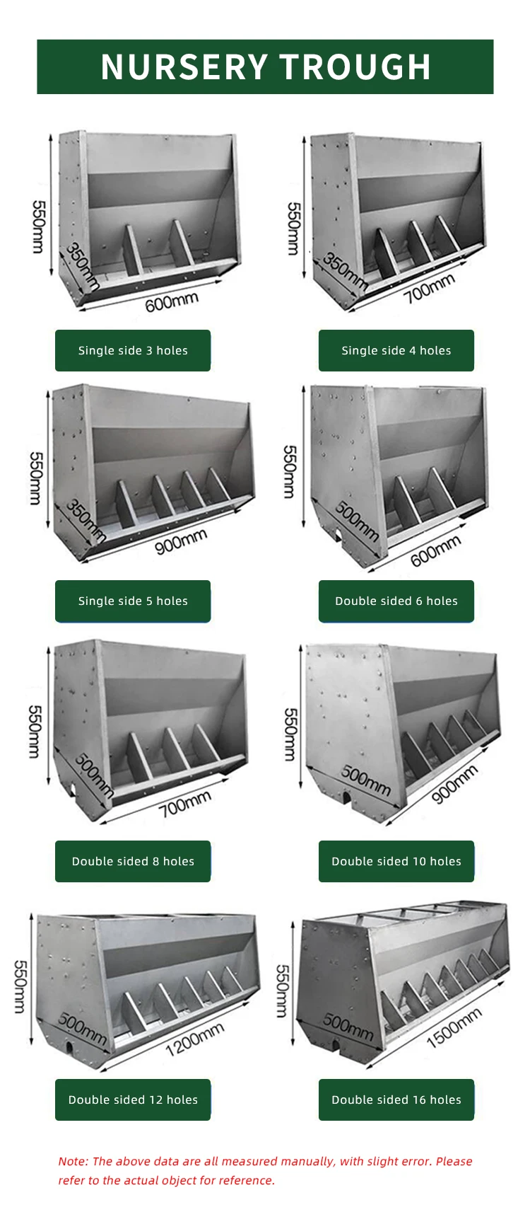 Automatic Stainless Steel Double Side Pig Trough for Piglets