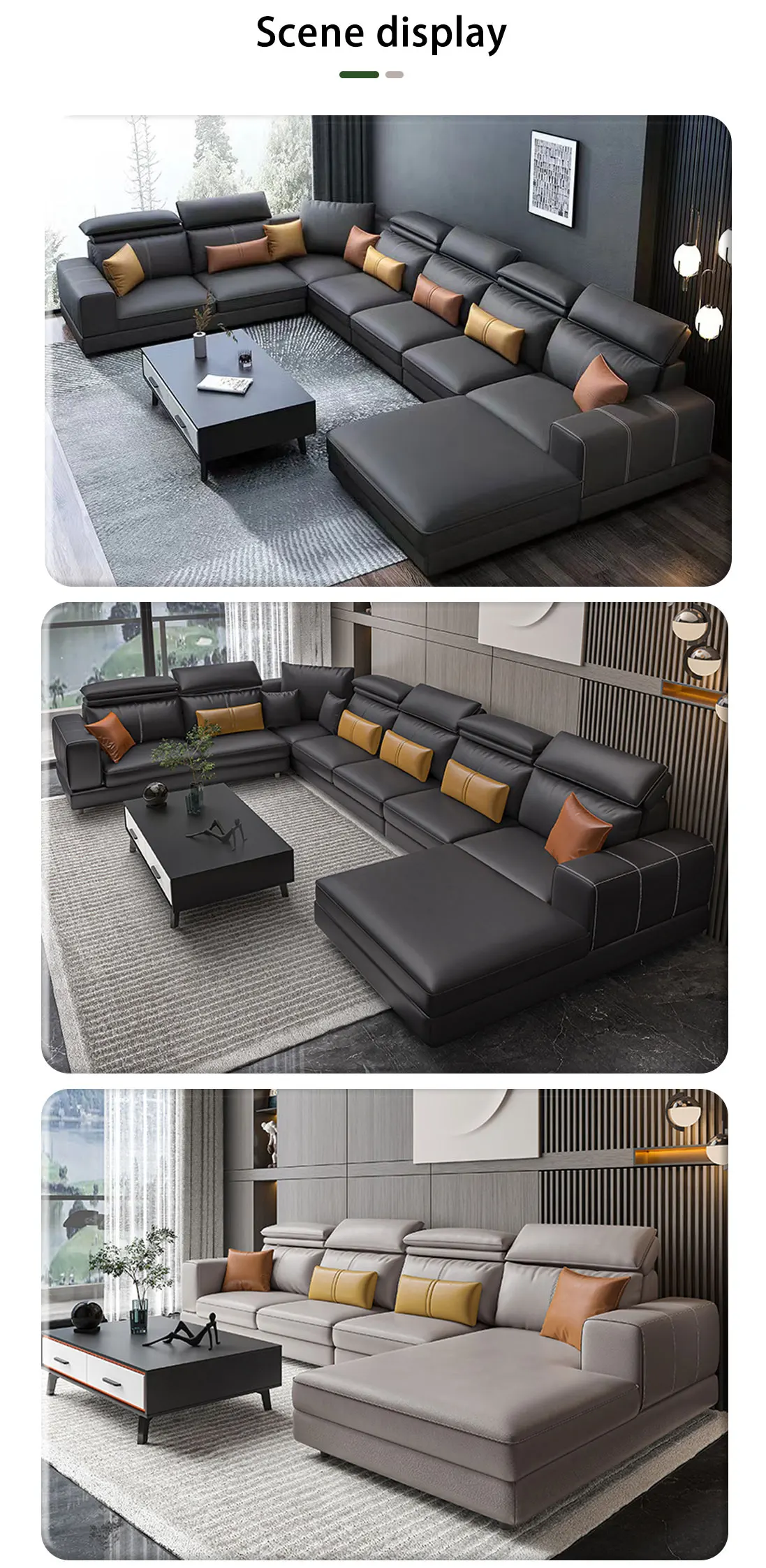 Contemporary 7 8 Seater Square Modular Sofa Ashtetic Fabric Recliner ...