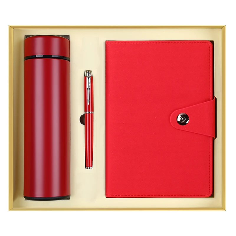 Wholesale Corporate Leather Notebook Gift Sets with LED Thermos Flask ...