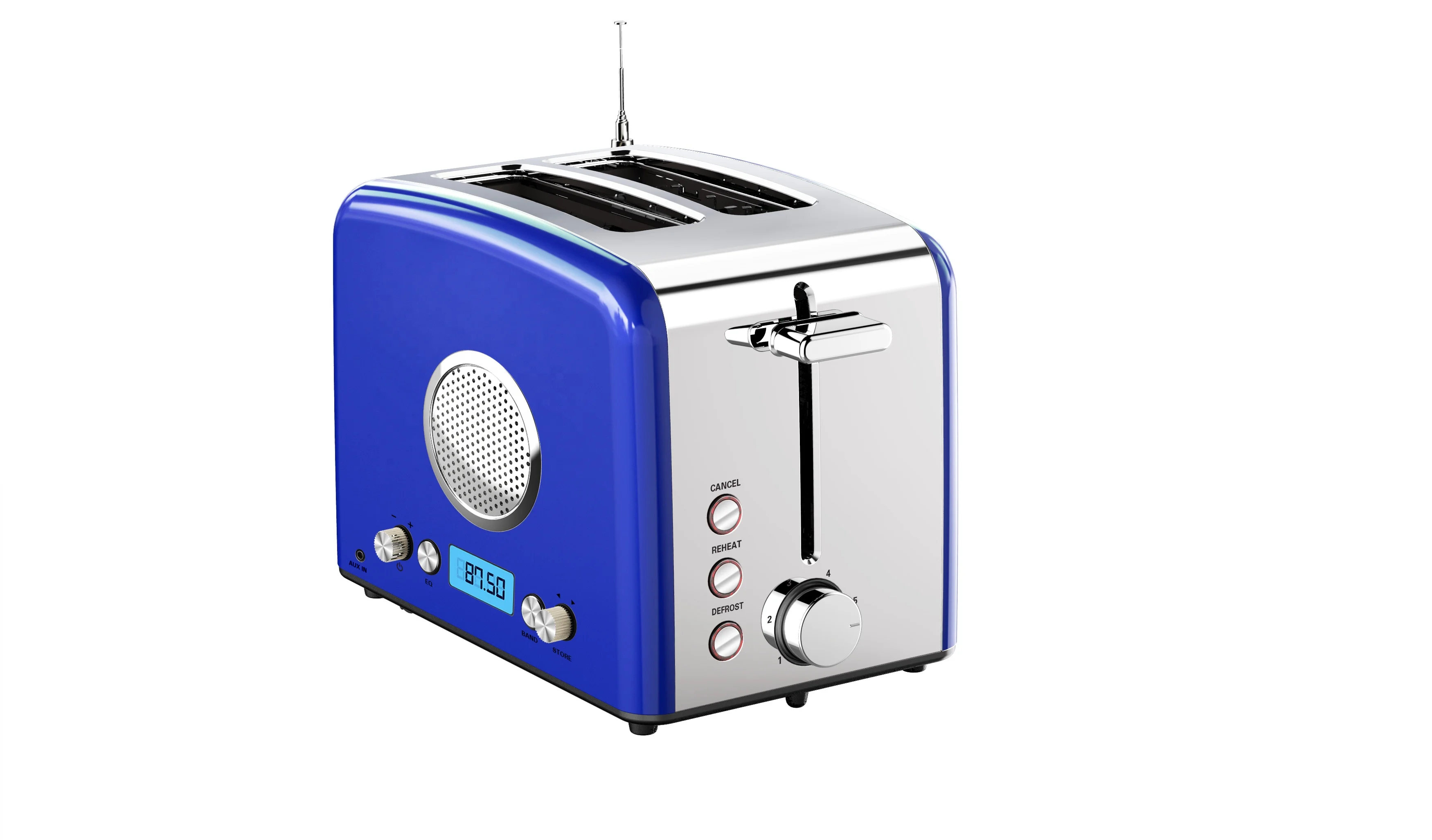 Retro Bread Toaster 2 Slice Extra Wide Slot Stainless Steel Radio ...