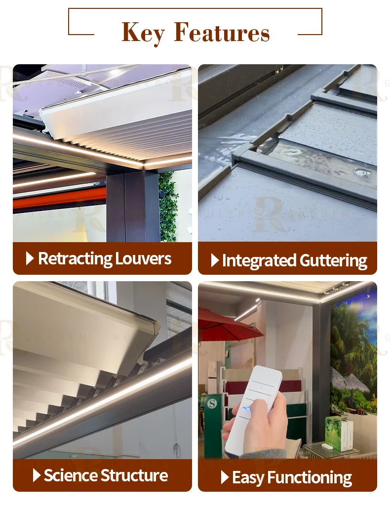 Pergola Roof Cover Exterieur Motorized Folding Electrical Veranda ...