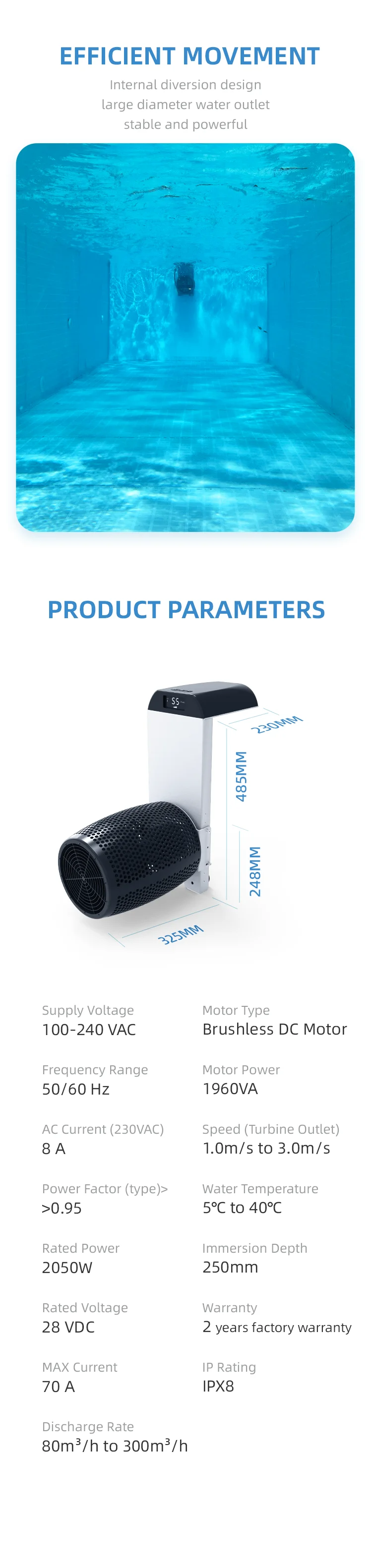 Swimming Pool Wall-mounted Fitness Surf Laminar Flow Propeller Infinity ...