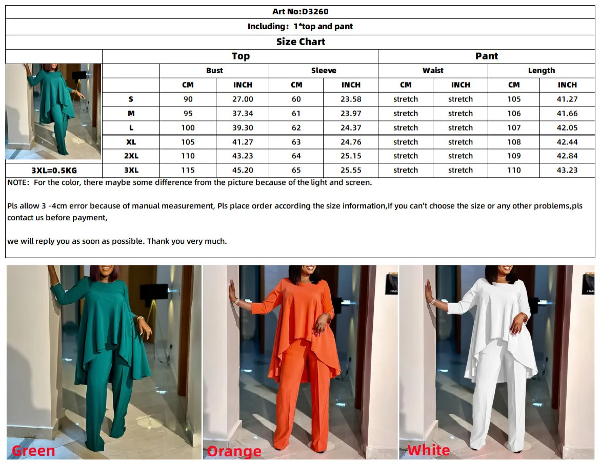 Elegant Two Piece Set For Women - Long Sleeve Top & Wide Leg Pants ...