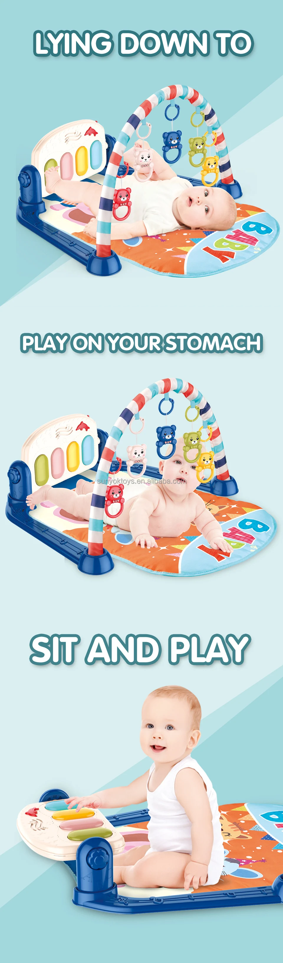 Baby Activity Gym Play Mat Newborn 3 Months+ Developing Carpet Soft ...