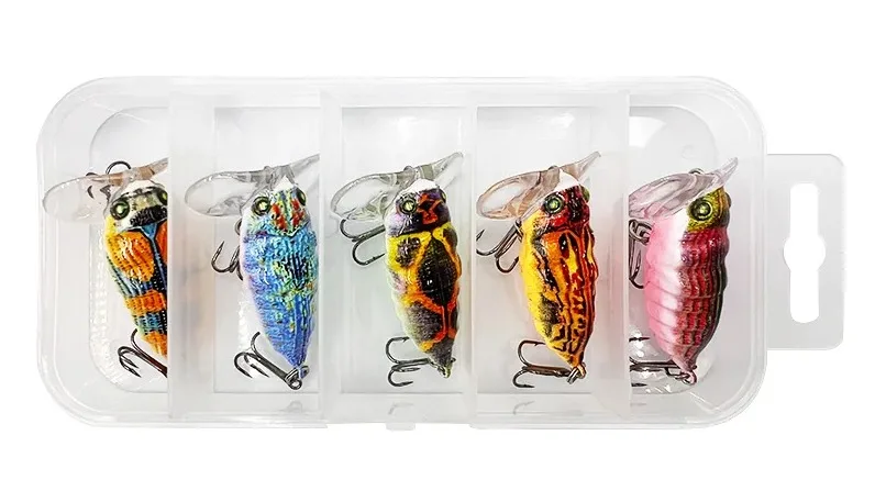 5pcs/box Spinning Wobbler Insect Cicada Lure Crankbaits Topwater ...