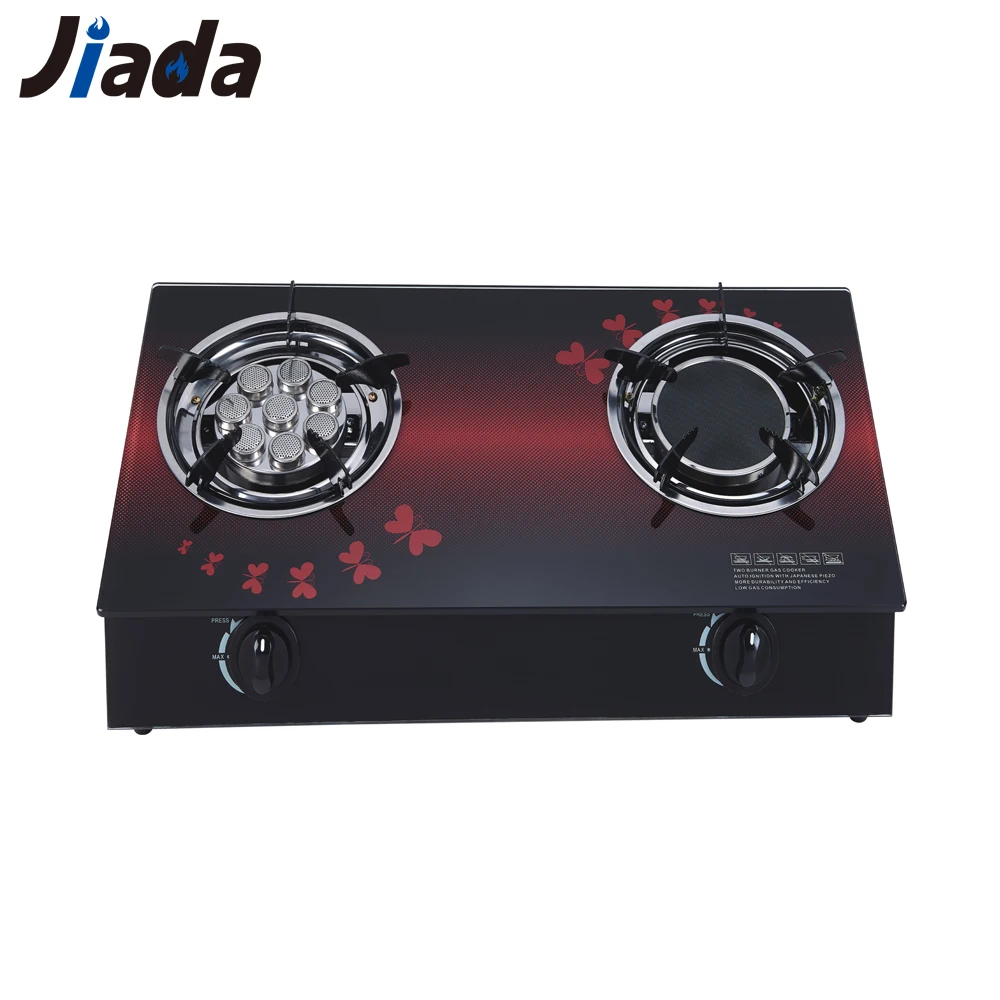 High Quality Gas Cooker 2 Burner Tempered Glass Table Top Stoves Gas ...