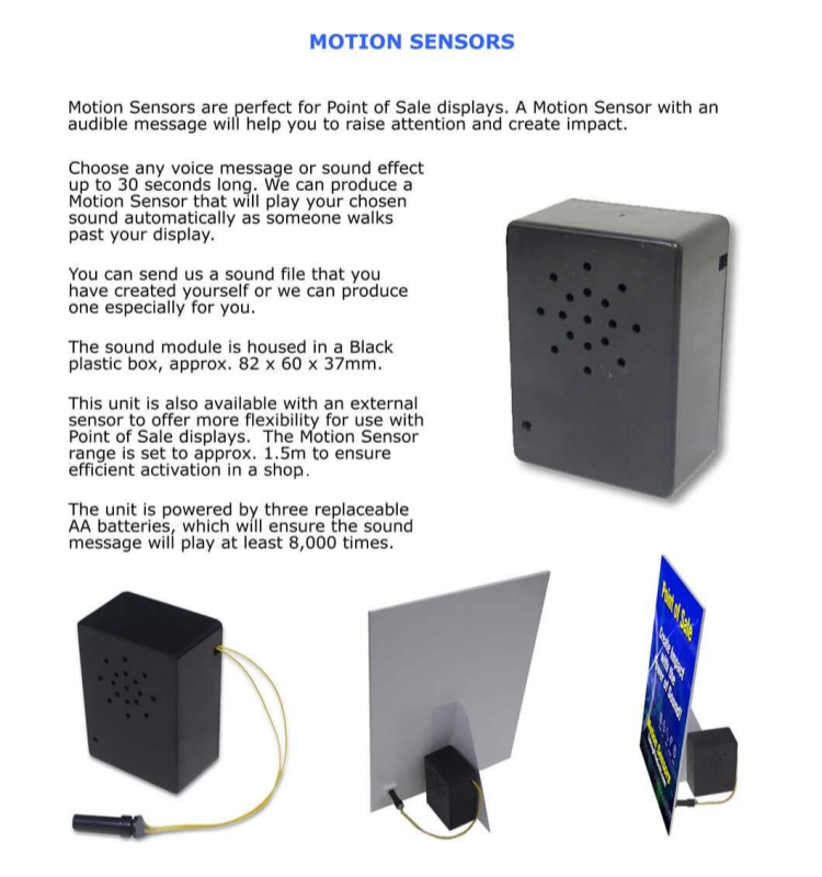 Custom Motion Sensor Talking Box With Volume Control Motion Activated ...