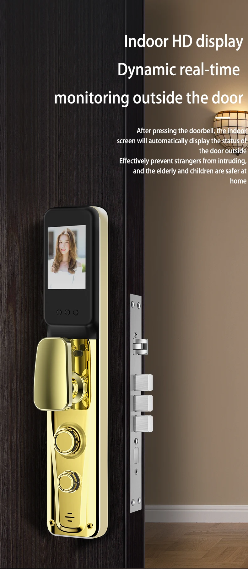 Intelligence Lock Real Time Video Intercom Tuya Wifi Face Recognition Smart Door Lock With ...