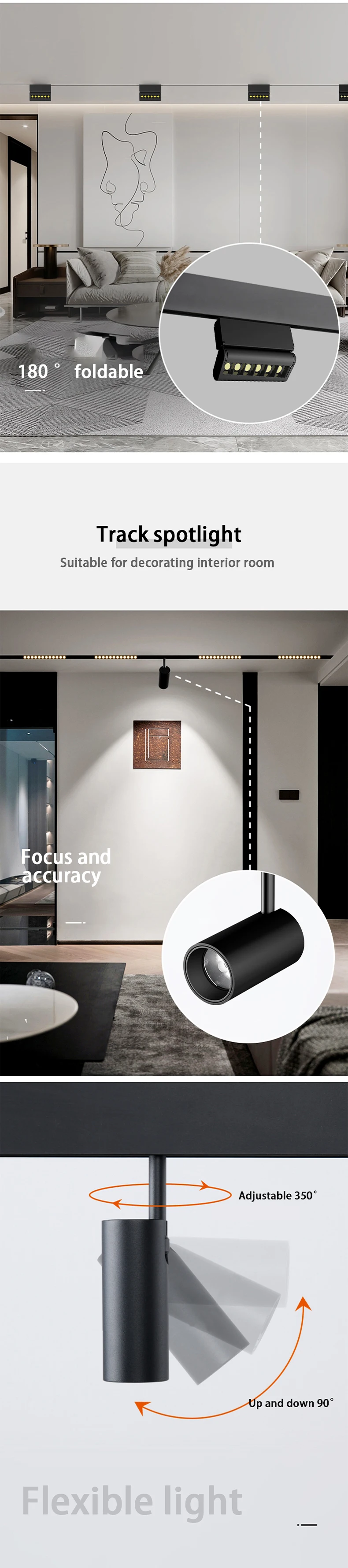 Commercial Adjustable Magnetic Led Track Light With Magnetic Track Rail ...