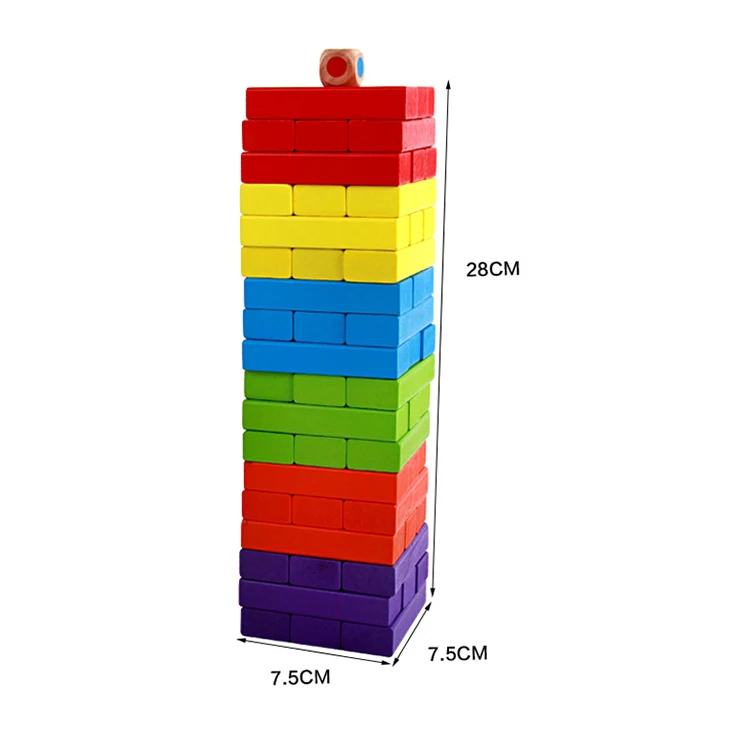 Colorful Wooden Stacking Board Games Children Tumbling Tower Building ...