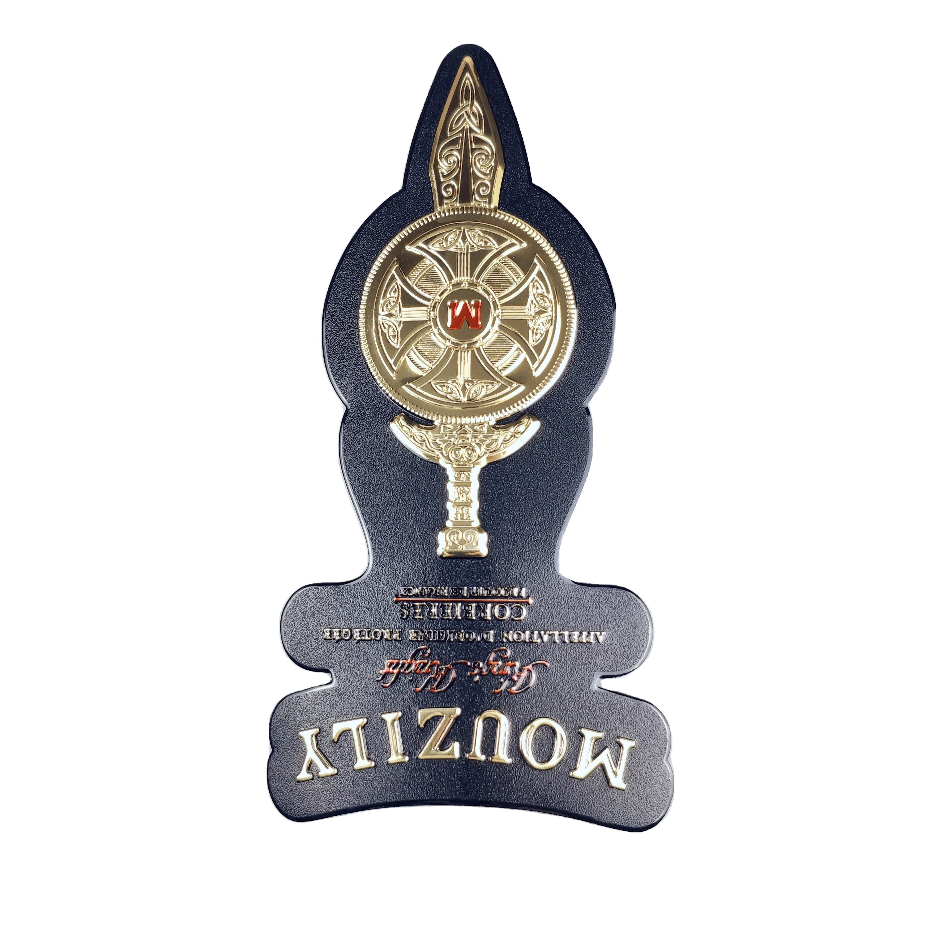 Luxury Custom Metal Aluminum Gold Foil Adhesive Label Embossed Red Wine ...