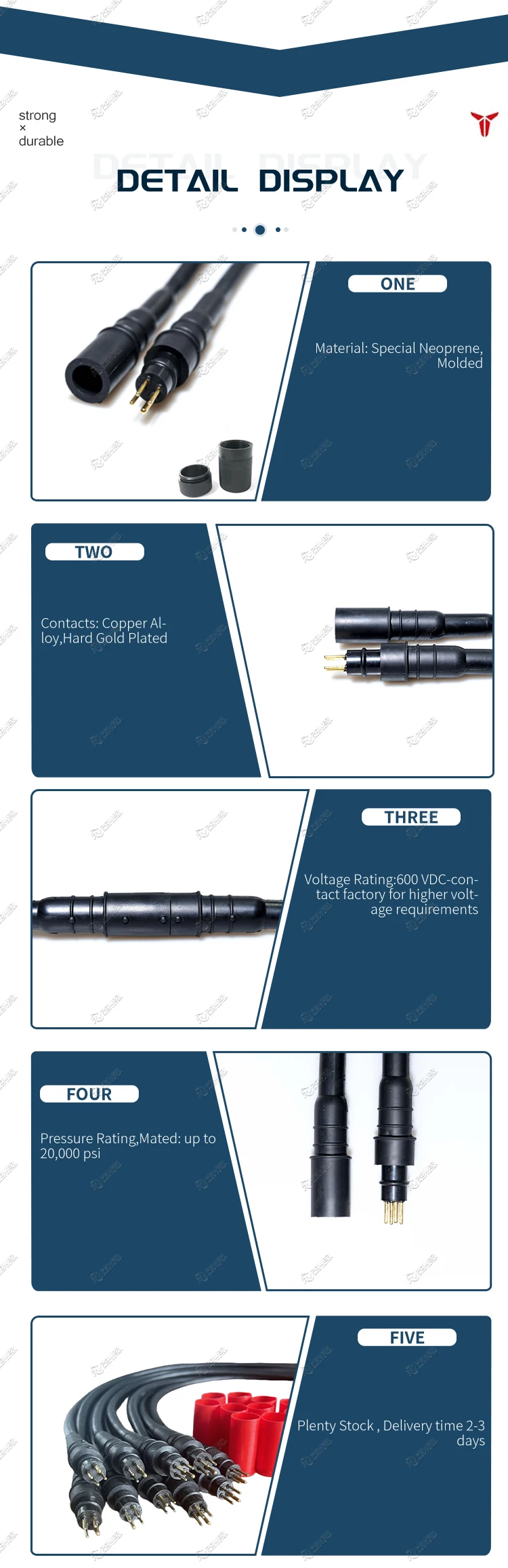 RMG-4-MP 4 Pin Male Rubber Molded Connector - 600V, 20,000 PSI ...