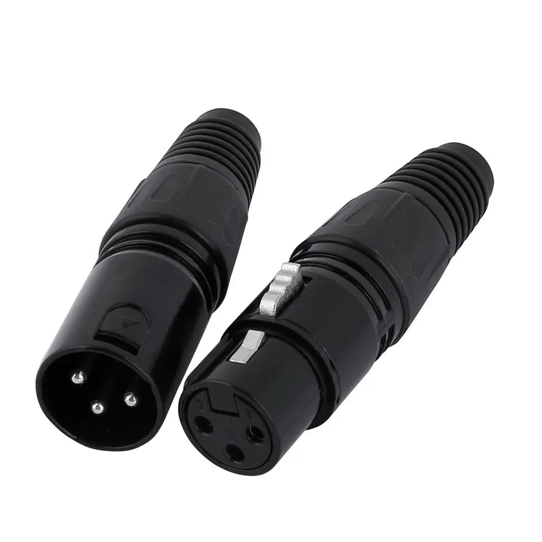 XLR 3 Pin Male + Female Audio Adapter Black Microphone Connector KTV ...