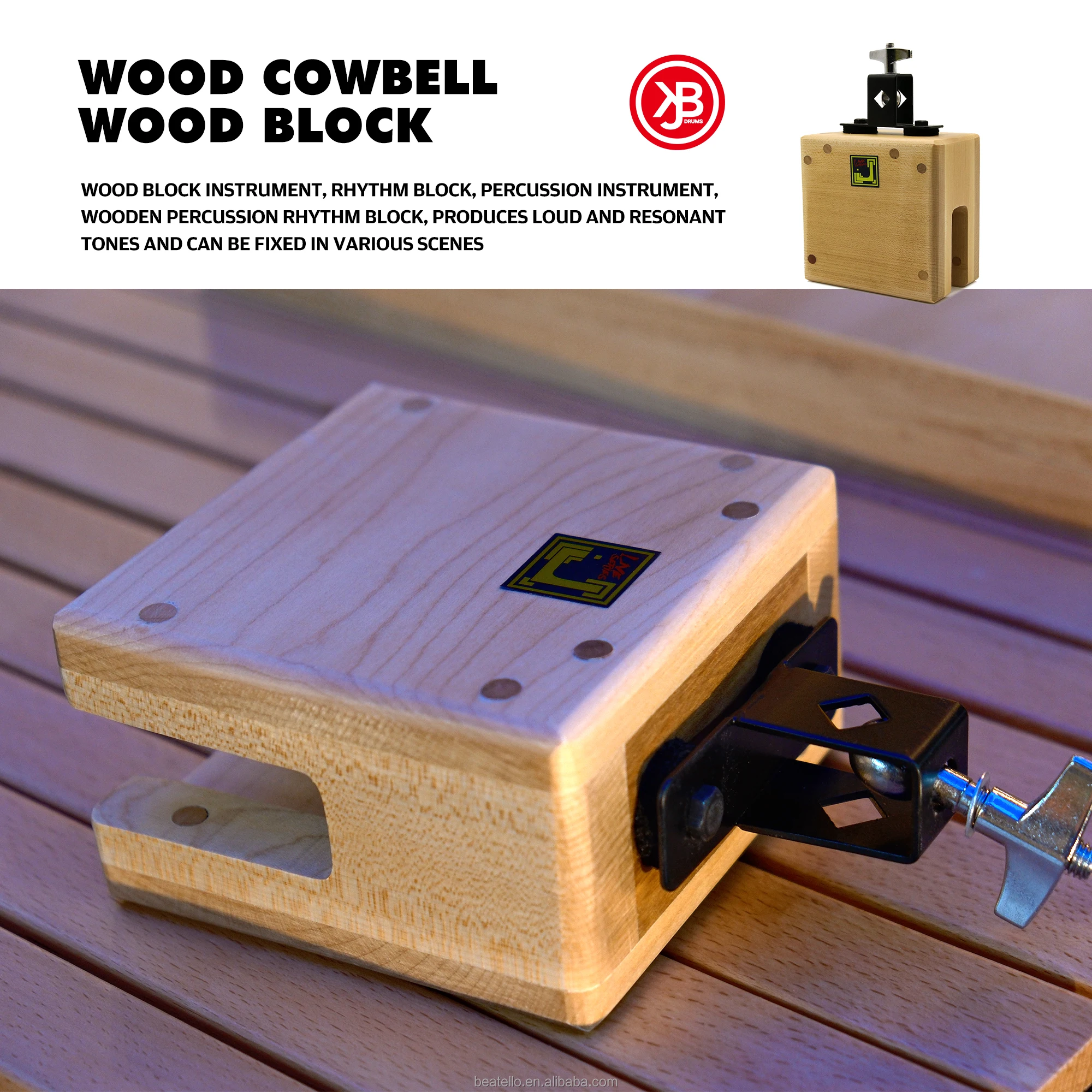JBK Solid Wood Maple Cowbell Rhythm Block - Professional Drummer ...