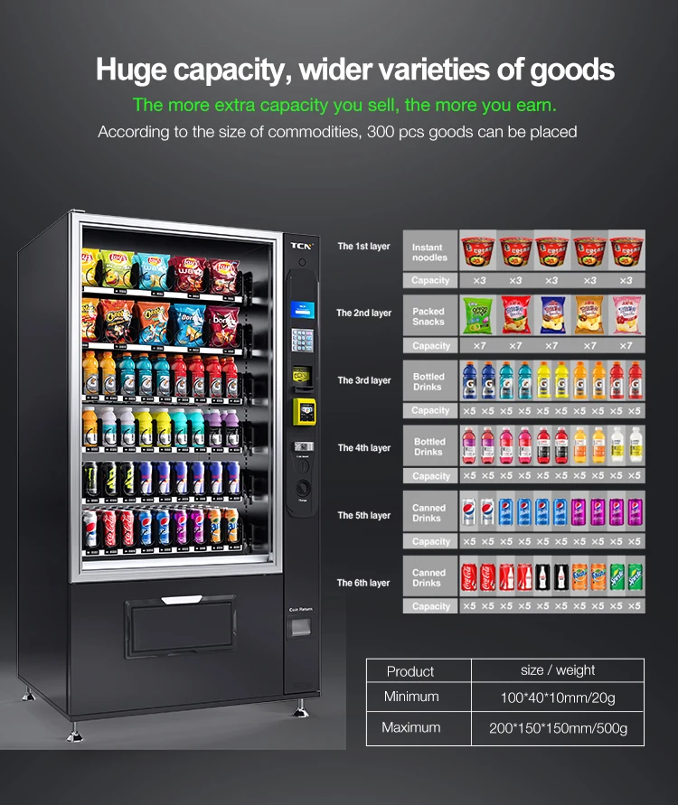 Large Capacity Snack & Drink Vending Machine for Office and Hospital ...