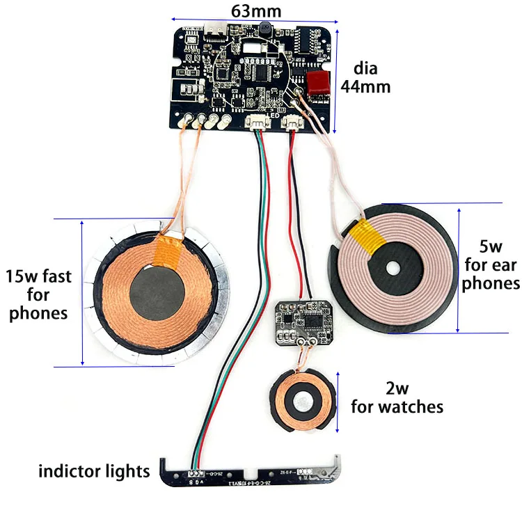 3 in 1 Wireless Charging PCB Module for Iphones, Watches, Earphones