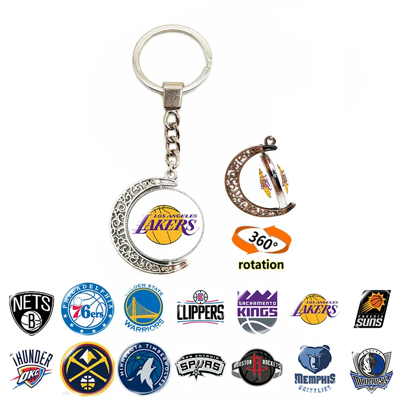 Nba Team Alloy Emblem Keychain Time Gem Crescent Pendant Double-sided ...