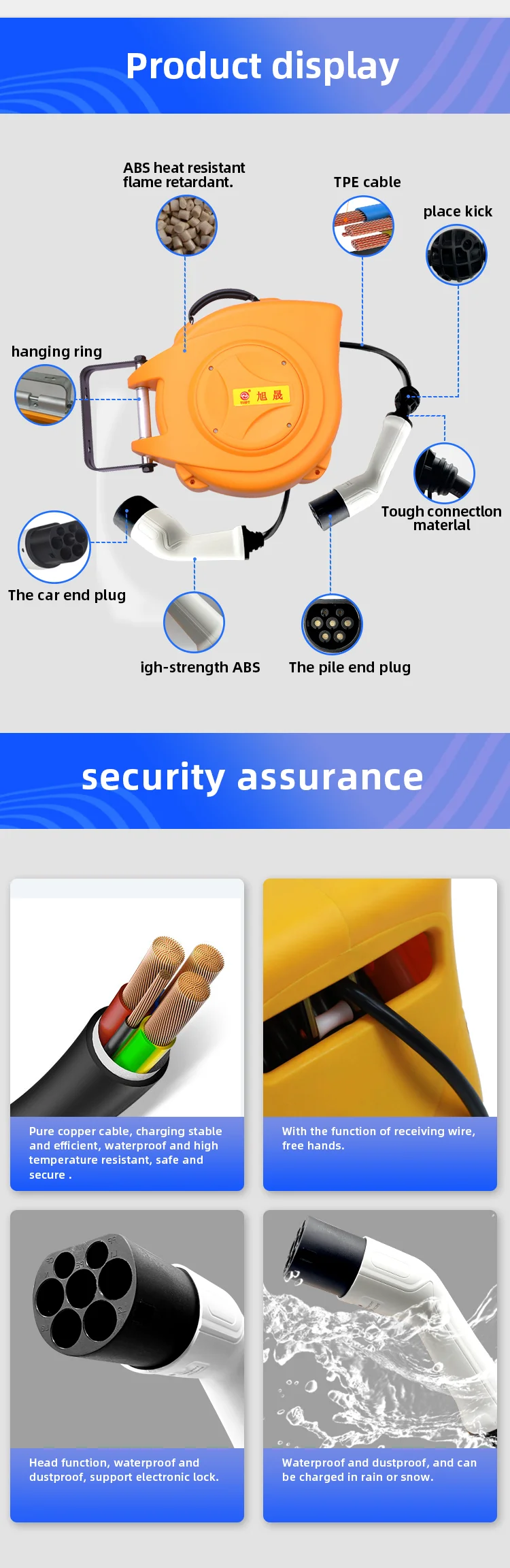 Auto Ev Charging Cable Reel Retractable Charging Cable Type 2 To Type 2 ...