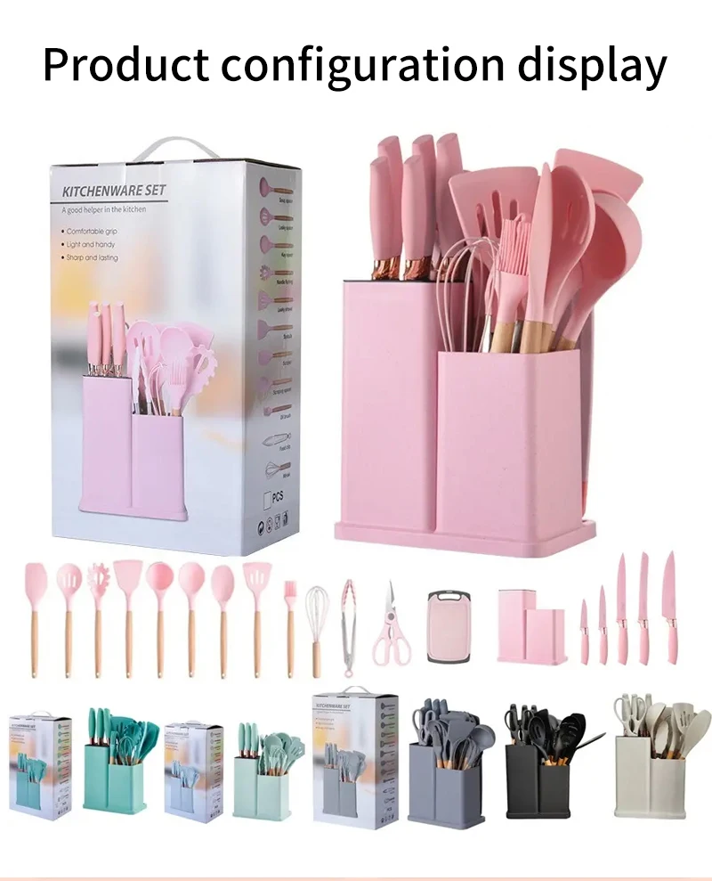 19Pcs/Set High Quality Kitchen Utensil Set With Wooden Handle and ...