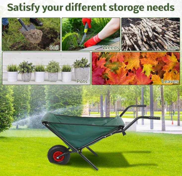 Lightweight Single Wheel Garden Wheelbarrow - Foldable Design