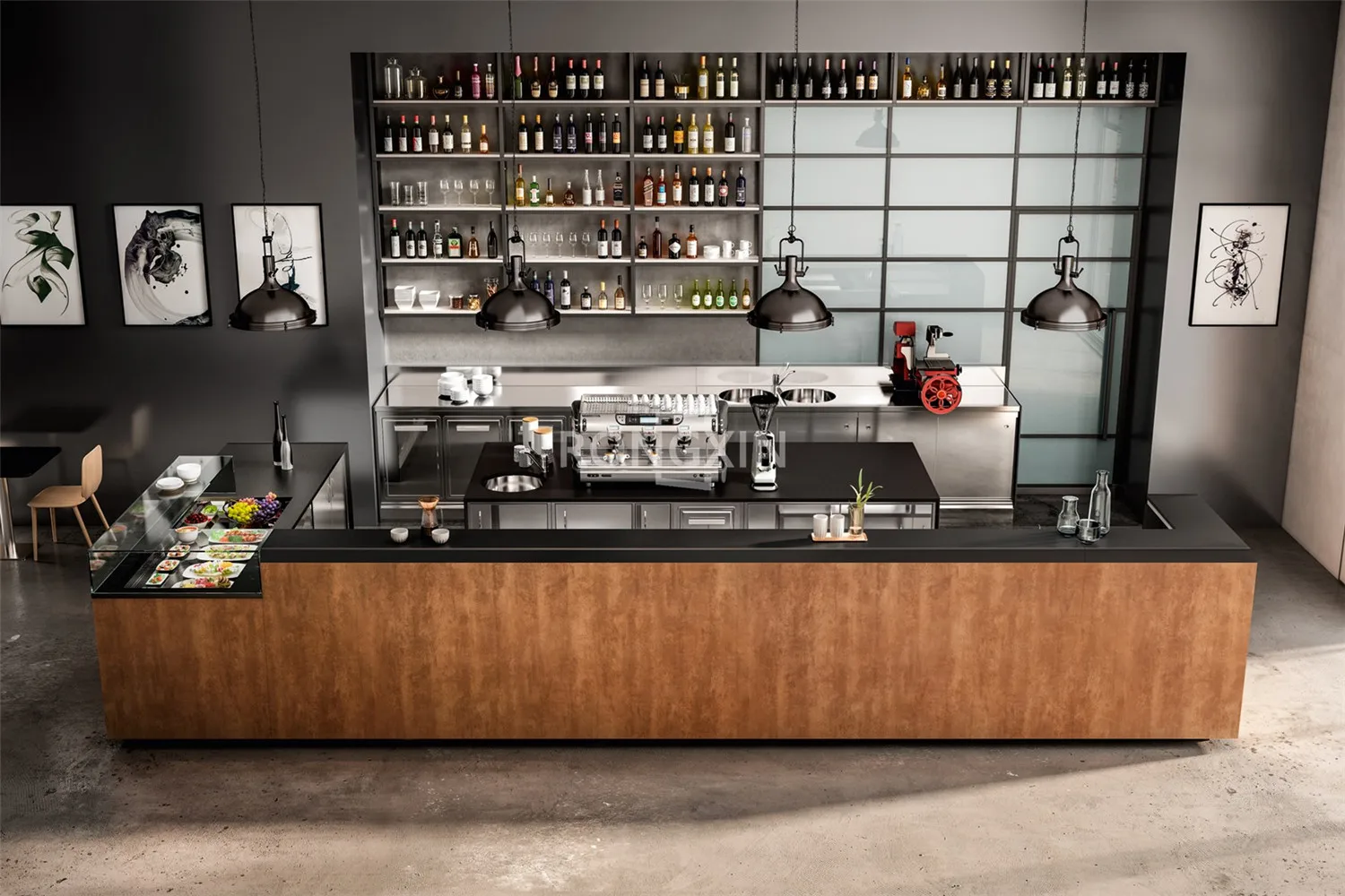 Modern Coffee Shop Counter Design - Stone Dessert Bar